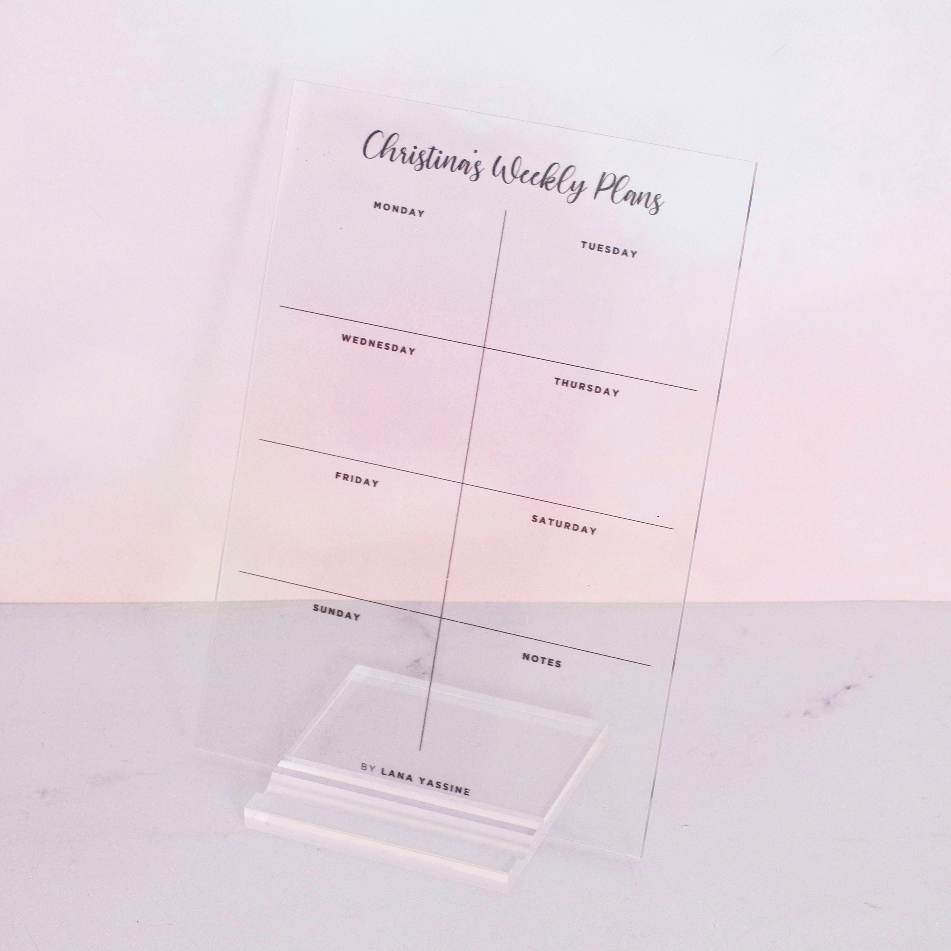 Acrylic Desk Stand - Weekly Planner – By Lana Yassine