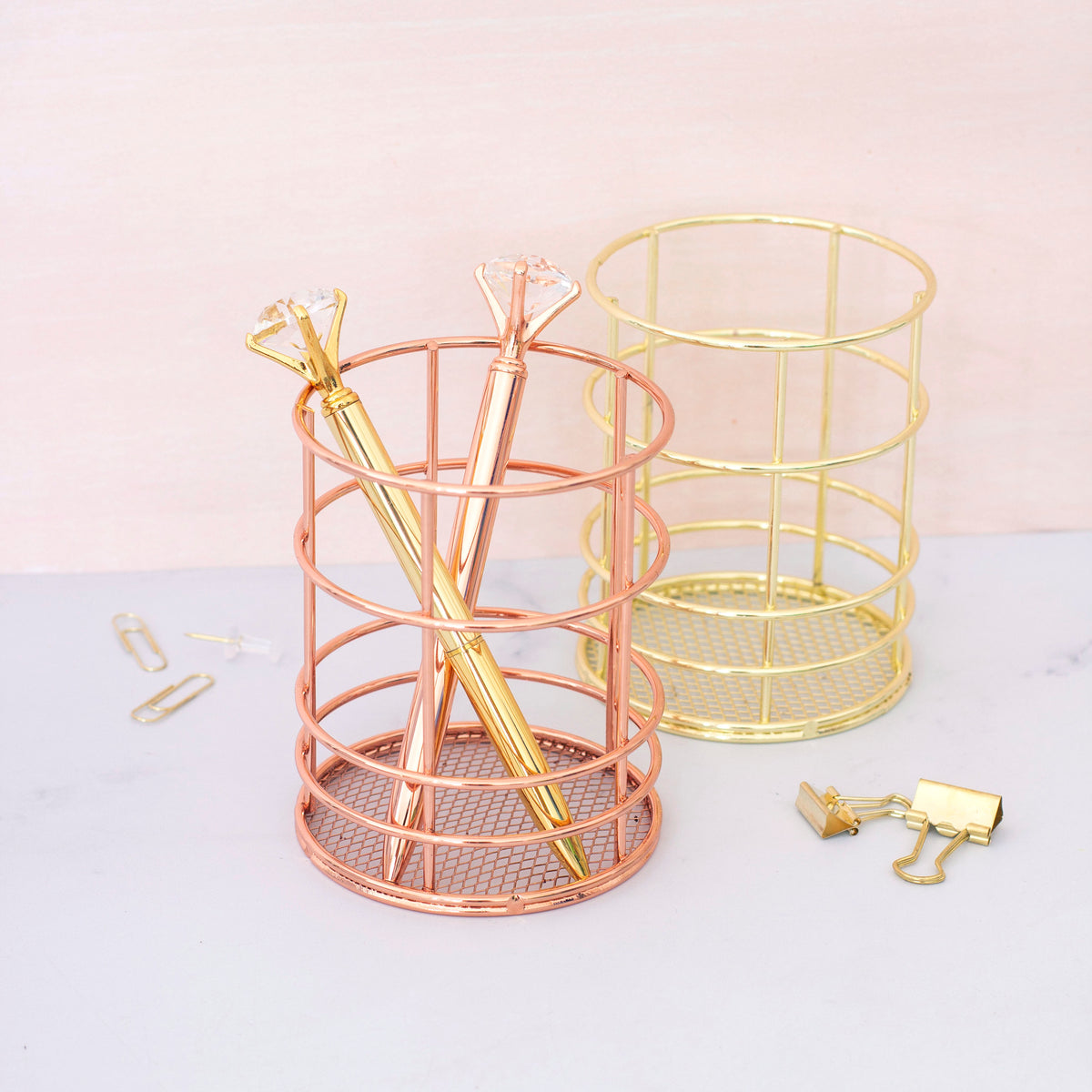 Round Wire Rose Gold Pen Holder – By Lana Yassine