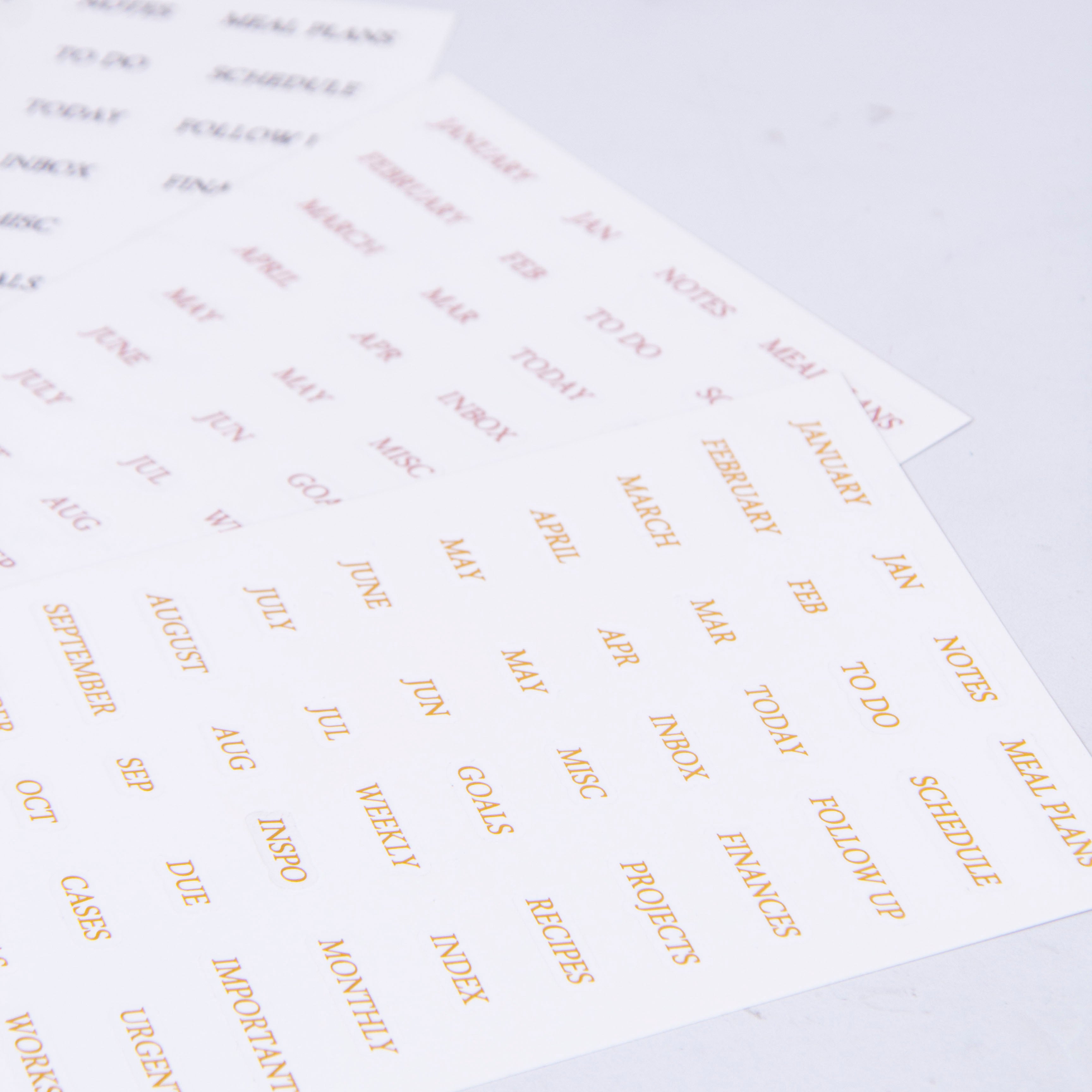 Foil Stickers for Binder Divider Tabs – By Lana Yassine