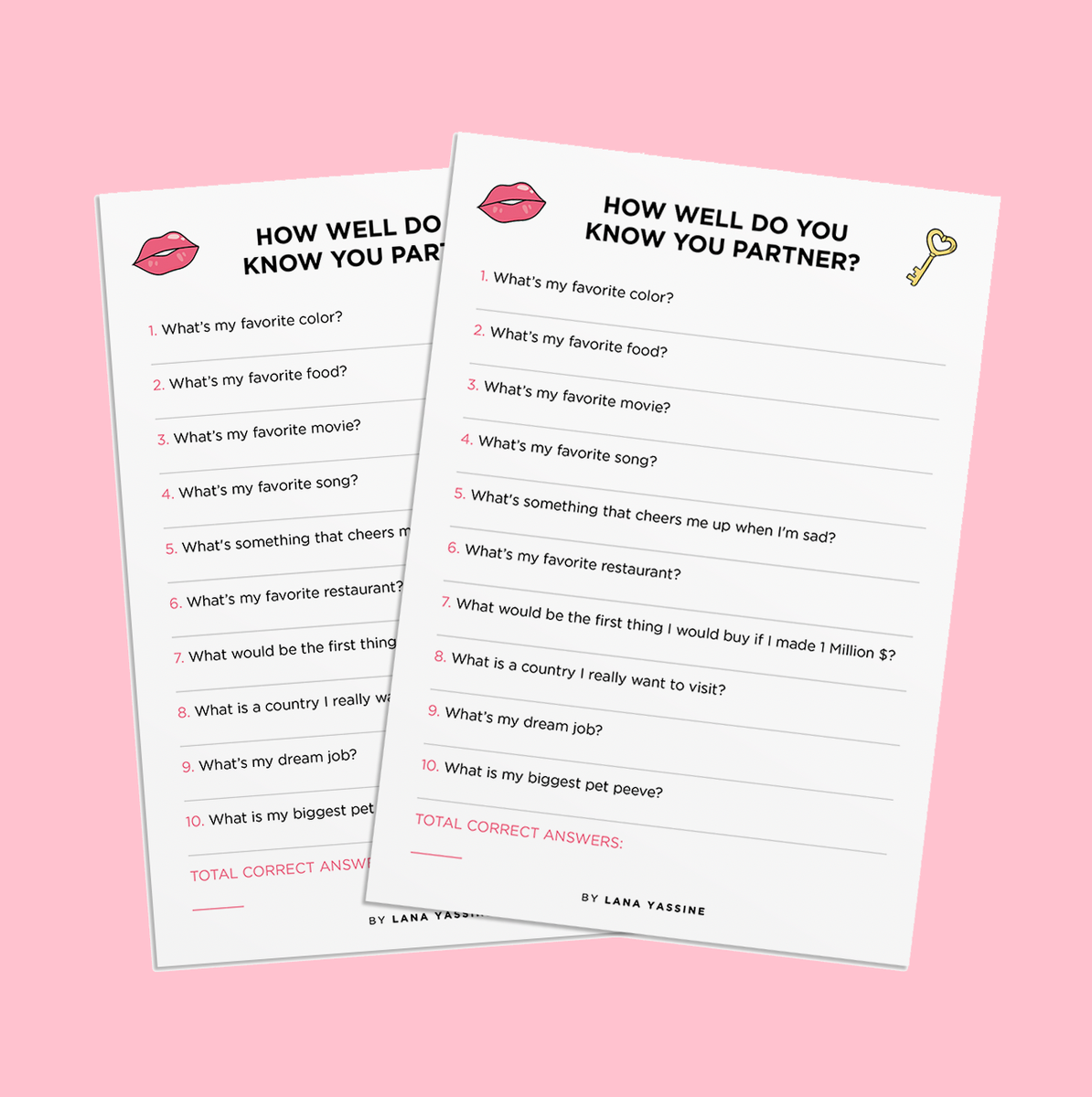 How Well Do You Know Your Partner Free Printable – By Lana Yassine